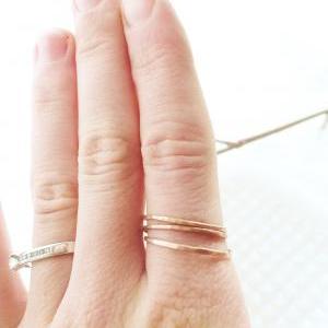 Copper Ring Stacking Set- Set Of Three Textured And Hammered Copper ...