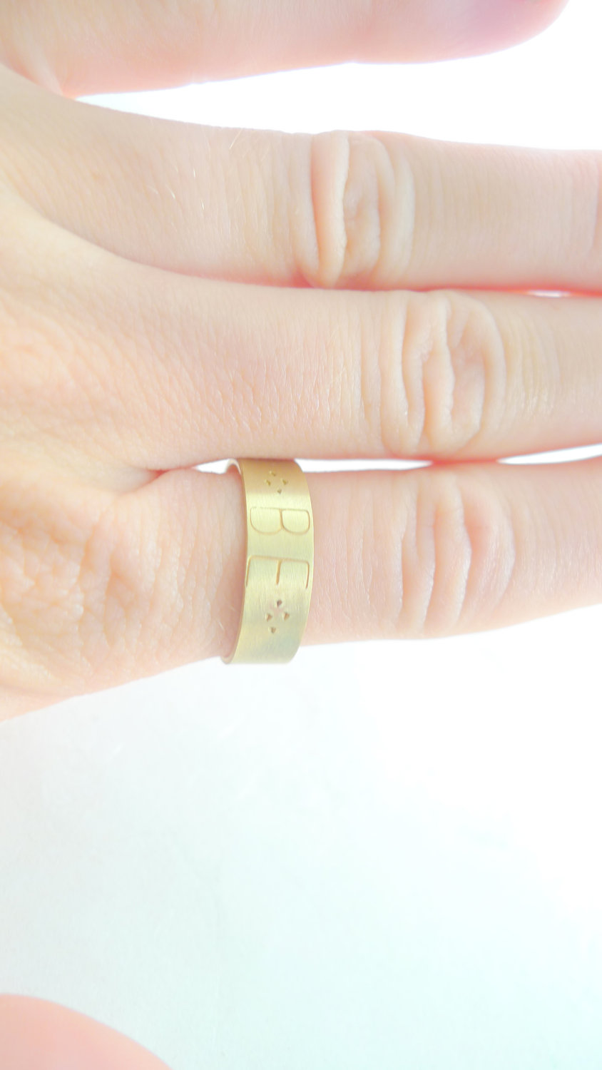 Stamped Wide Brass 'be' Ring Polished Imprinted Band Made In Any Size ...