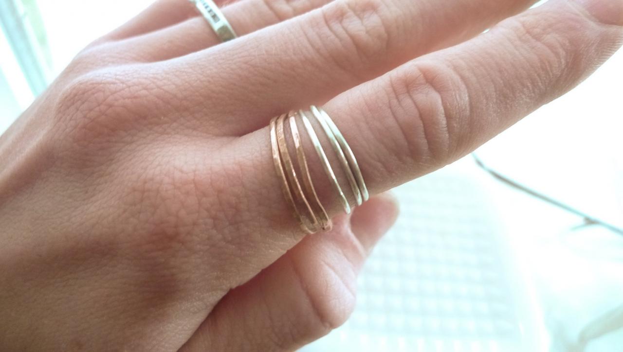 Three Copper And Three Sterling Silver Stacking Rings-- Set Of 6 on Luulla